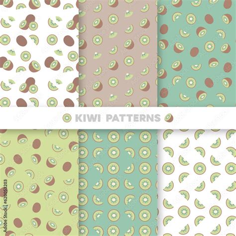 키위 과일 패턴 일러스트 배경 세트 Stock Vector Adobe Stock