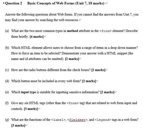 solved question 2 basic concepts of web forms unit 7 18