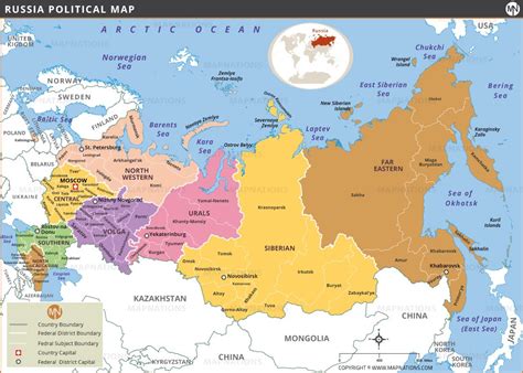 Russia Political Map Federal Districts With Capitals And Fedral