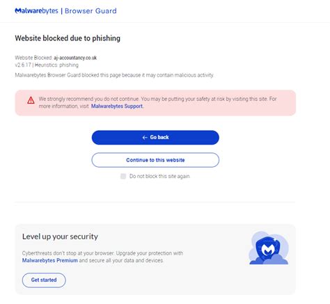 false positive website blocked due to phishing website blocking
