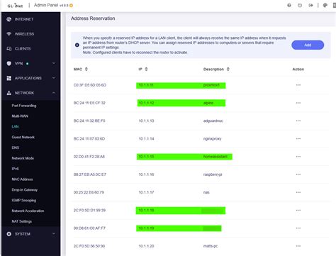 Dhcp Static Leases Not Showing In Client List Routers Glinet