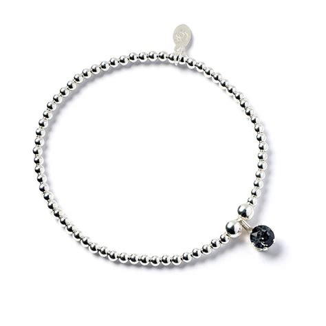 Sterling Silver Black Crystal Bracelet By Mylee London