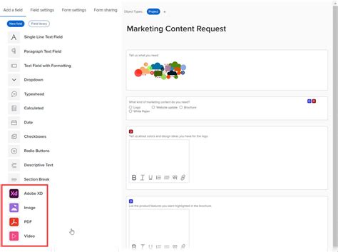 add or edit an image or other asset widget in a custom form with the