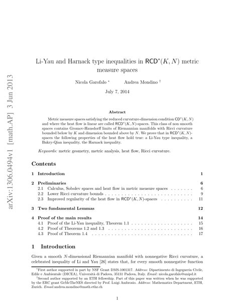 Pdf Li Yau And Harnack Type Inequalities In Rcd K N Metric Measure Spaces