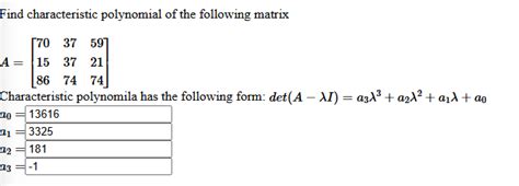 Solved Find Characteristic Polynomial Of ﻿the Following