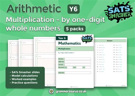 Y6 Sats Smasher Maths Arithmetic Multiplication By One Digit