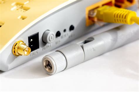 Close Up View Of Lan Network Switch Connectors With Ethernet Cables Attached Isolated On A