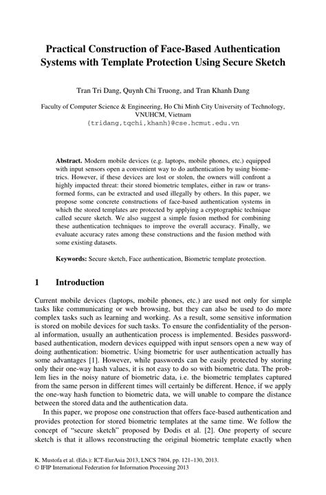 Pdf Practical Construction Of Face Based Authentication Systems With