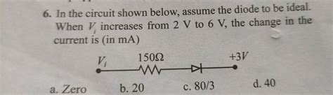 in the circuit shown below assume the diode to be ideal when vi increa