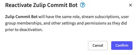 Add Confirmation Dialog For Reactivating A Bot From Personal Settings