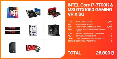 Intel Core I7 7700k And Msi Gtx1060 Gaming Vr X 6g จัดสเปค Notebookspec