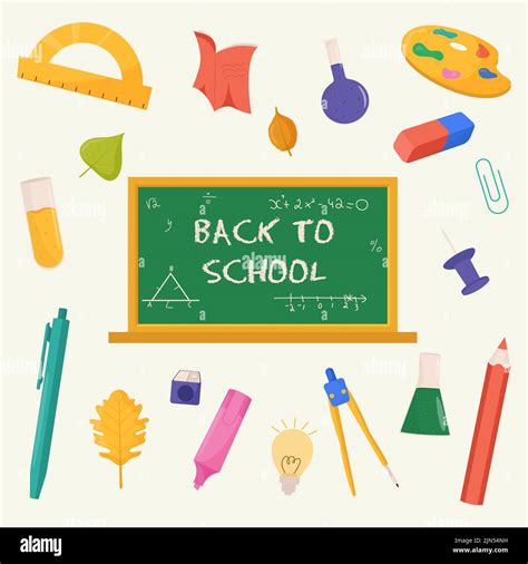 School And Education Related Sets Of Objects Consisting Of Pen Pencil