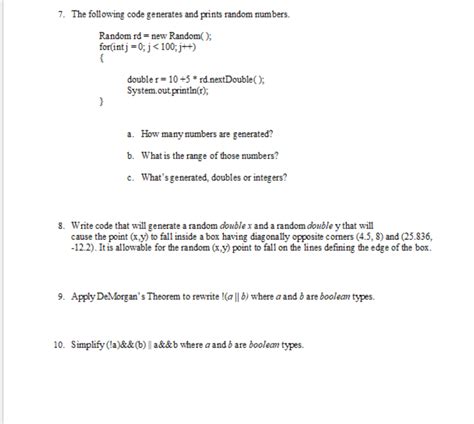 Solved 7 The Following Code Generates And Prints Random