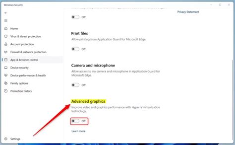 enable advanced graphics in defender application guard geek rewind