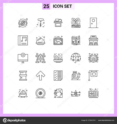 Mobile Interface Line Set Pictograms Nature Biology Desk Grow Place Stock Vector Image By