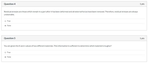 Solved Question 4 1 Pts Residual Stresses Are Those Which
