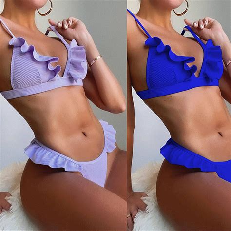 Sexy Ribbed Bikinis Women Swimsuit New Swimwear Biquinis Set Bathing