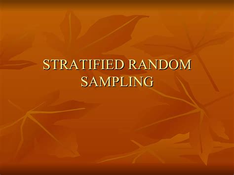 Stratified Random Sampling Ppt