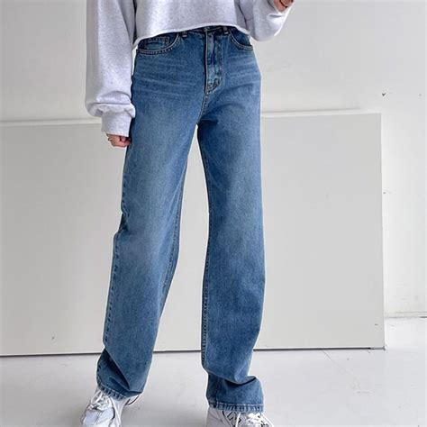 다미님 Sml 하이웨스트청바지 하이웨스트 중청바지 롤업 와이드 롱팬츠 봄 여름 가을 겨울 스트릿 구제 빈티지 데미지 연청 진청 흑청 화이트 방송댄스 무대의상 대학생