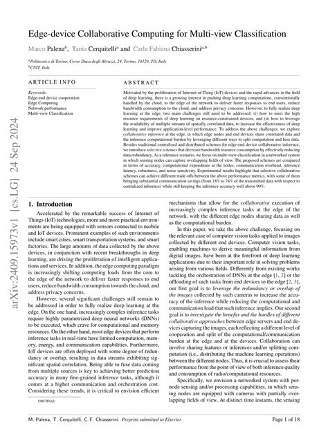Pdf Edge Device Collaborative Computing For Multi View Classification