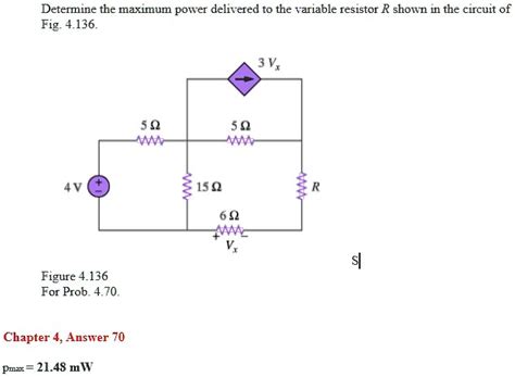 Determine The Maximum Power Delivered To The Variable Resistor R Shown