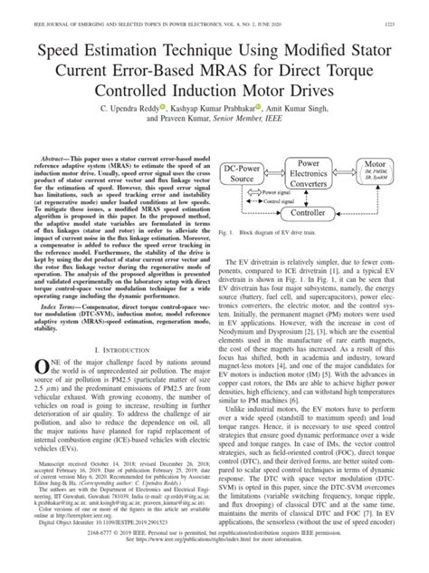 4speed Estimation Technique Using Modified Stator Current Error Based