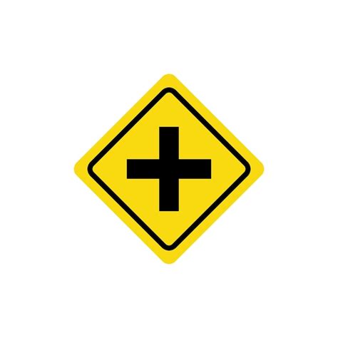 Yellow Diamond Shaped Sign With A Black Cross