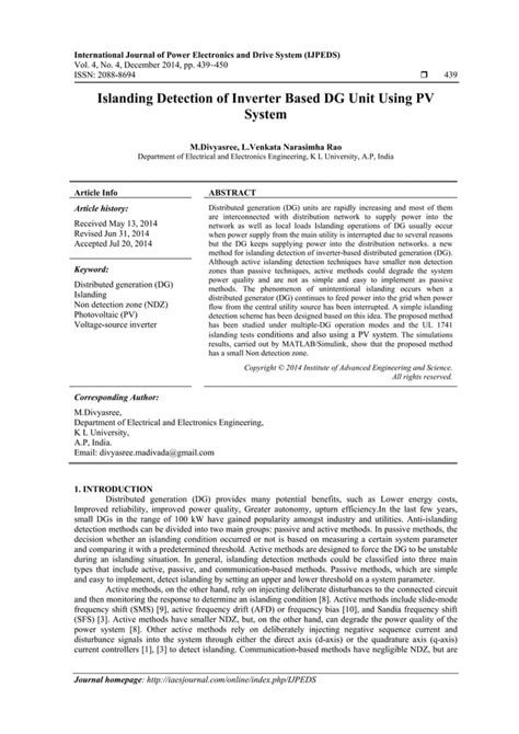 Islanding Detection Of Inverter Based Dg Unit Using Pv System Pdf