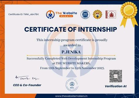 Jenika Prabakaran On Linkedin Webdevelopment Internship Internshipexperience