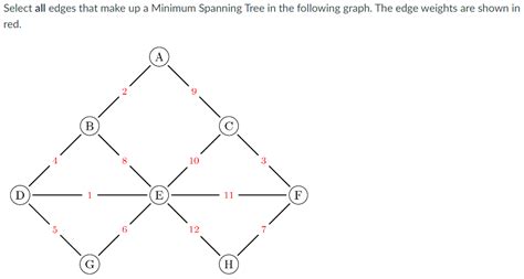 Solved Select All Edges That Make Up A Minimum Spanning Tree