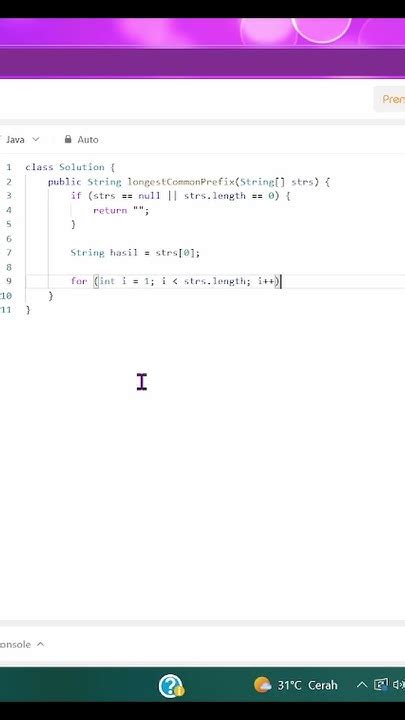 pembahasan leetcode 14 longest common prefix dengan java shorts