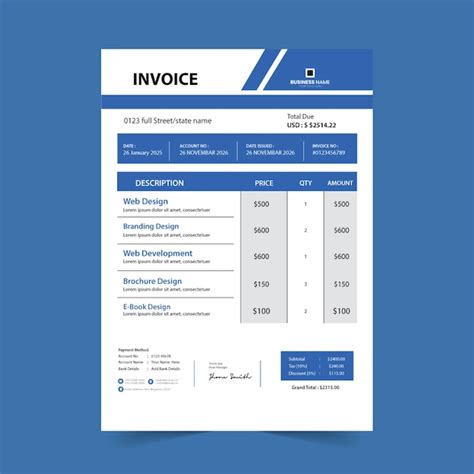 Premium Vector Minimal Invoice Template Vector Design