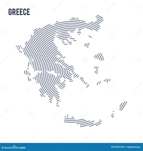 Vector Abstract Hatched Map Of Greece With Spiral Lines Isolated On A White Background Stock