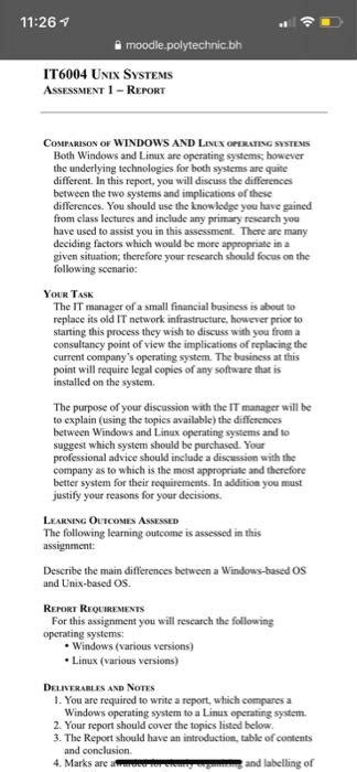 Solved The Main Difference Between Unix Based Os And Windows