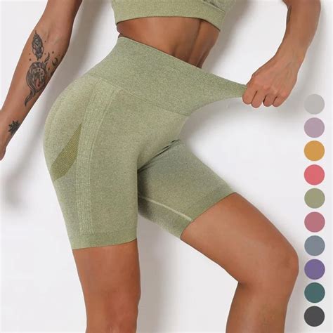 Quick Dry Workout Running Shorts For Women High Waisted Seamless Gym