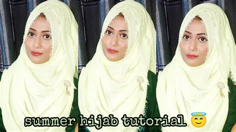 Summer crinkle hijab tutorial 2022||without inner cap Full coverage💚 - YouTube