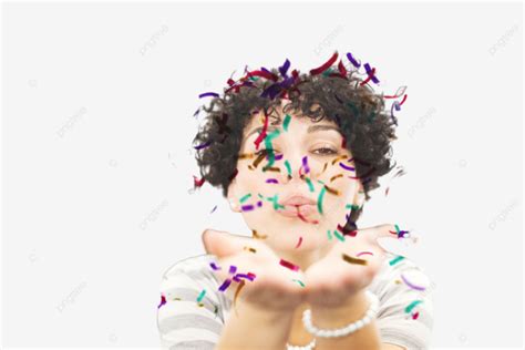 Female Software Developer Blowing Confetti Advertisement Party Female
