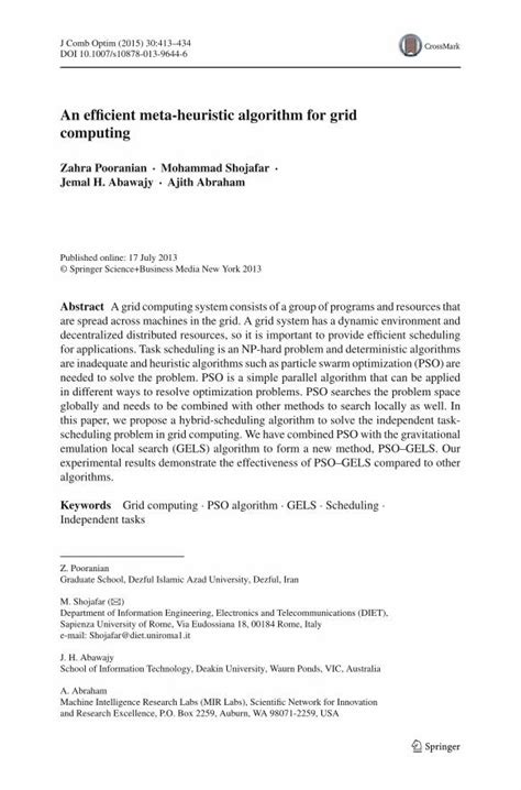 Pdf An Efficient Meta Heuristic Algorithm For Grid Computingzahrapdfmetaheupdf · 2017 3