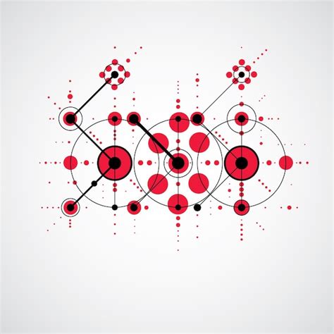 원과 선과 같은 단순한 기하학적 도형으로 만든 모듈식 Bauhaus 빨간색 벡터 배경 광고 포스터 또는 배너 디자인으로 사용하기에 가장 좋습니다 프리미엄 벡터