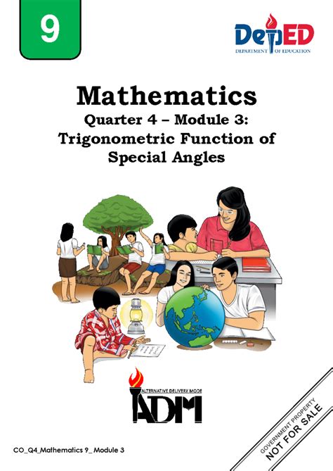 Math9 Q4 Mod3 Module 3 Trigonometric Function Of Special Angles Mathematics Quarter 4