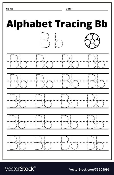 Tracing Alphabet Bb Royalty Free Vector Image Vectorstock