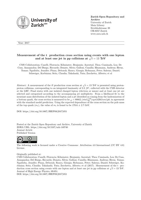 Pdf Measurement Of The Ttover Bar Production Cross Section Using