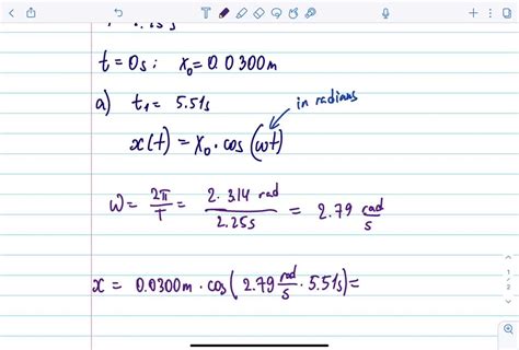 solved a mass attached to the end of a spring is oscillating with a period of 2 25 s on a