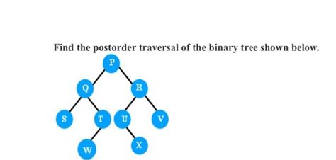 Solved Find The Postorder Traversal Of The Binary Tree Shown Chegg