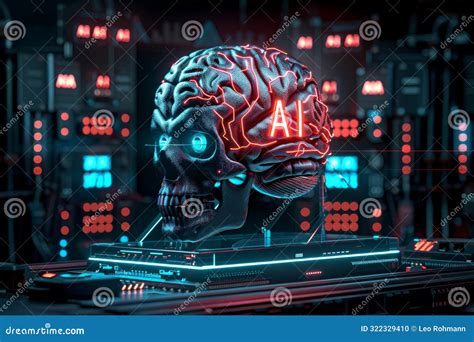 Futuristic AI Brain in a High Tech Control Room, Showcasing Advanced Technology and Artificial ...