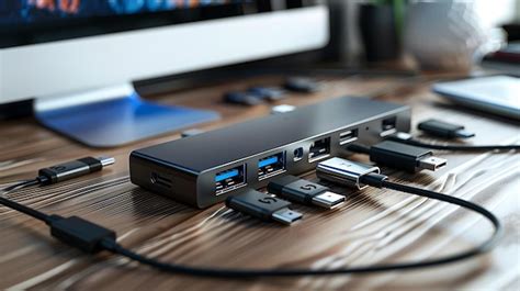 Usb 30 Hub With Multiple Connected Devices Including Flash Drives And External Hard Drives