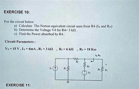 Exercise 10 For The Circuit Below A Calculate The Norton Equivalent
