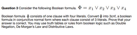 Solved Question Consider the following Boolean formula Ф Chegg