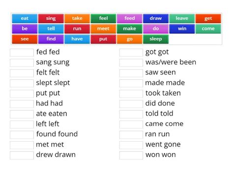 Ir Verbs Match Up