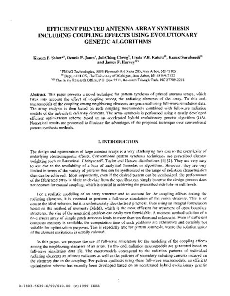 Pdf Efficient Printed Antenna Array Synthesis Including Coupling